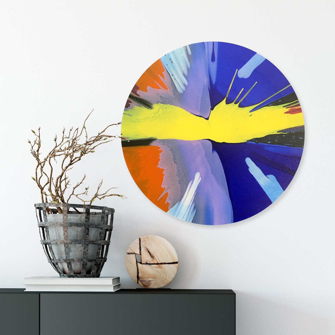 Round Abstract Painting - Acrylic Painting on Canvas - Circle Art - 16 ...