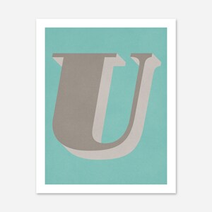 The Letter U, Original Giclee Art Print, Typography, Alphabet, Monogram ...