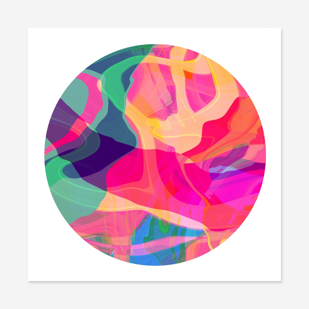 Round Abstract Art Print Tondo No. 21 Multi-colored Circle Print - Etsy