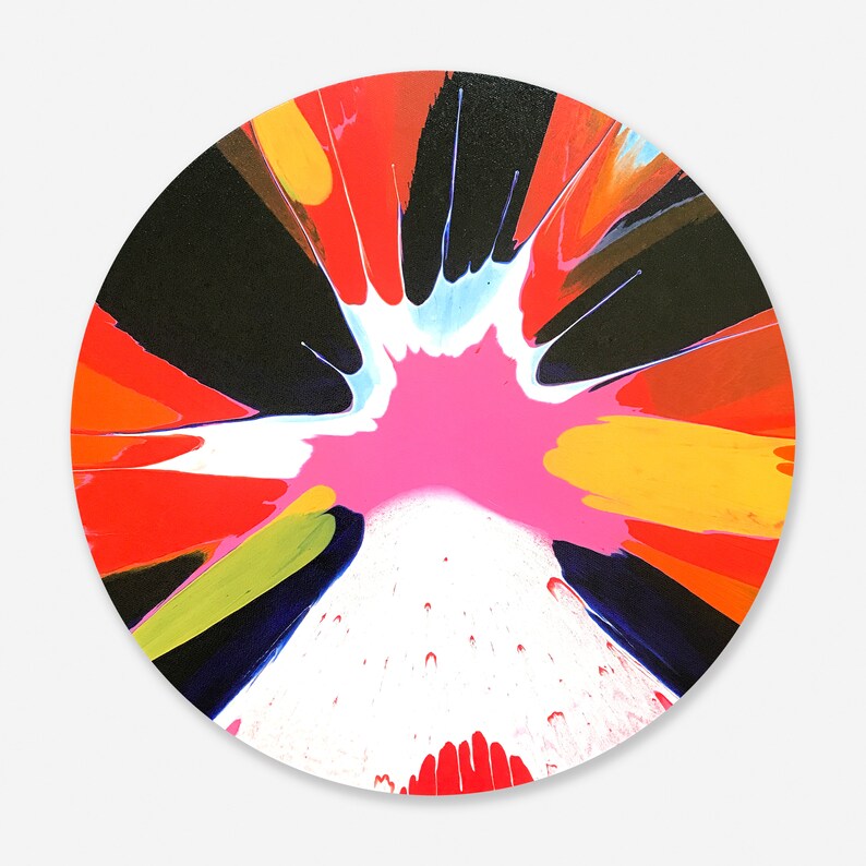Round Abstract Painting Acrylic Painting on Canvas Circle Art 16 X 16 ...