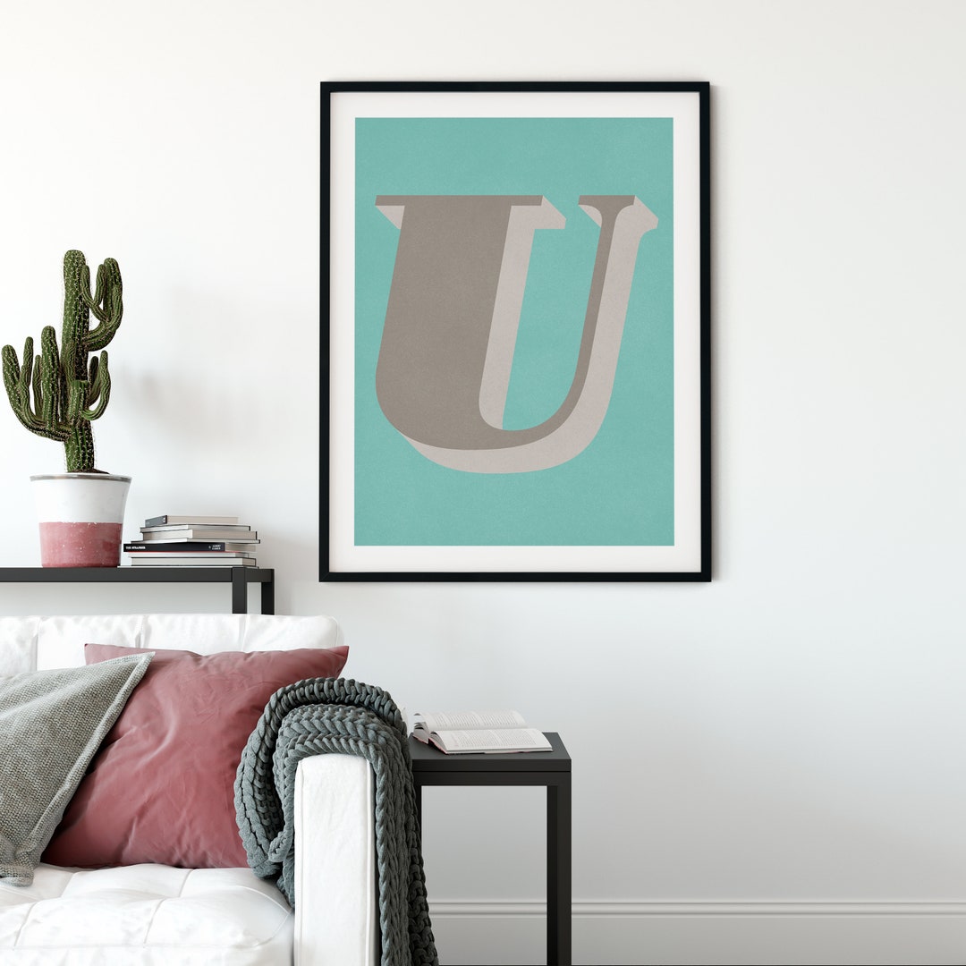 The Letter U, Original Giclee Art Print, Typography, Alphabet, Monogram ...