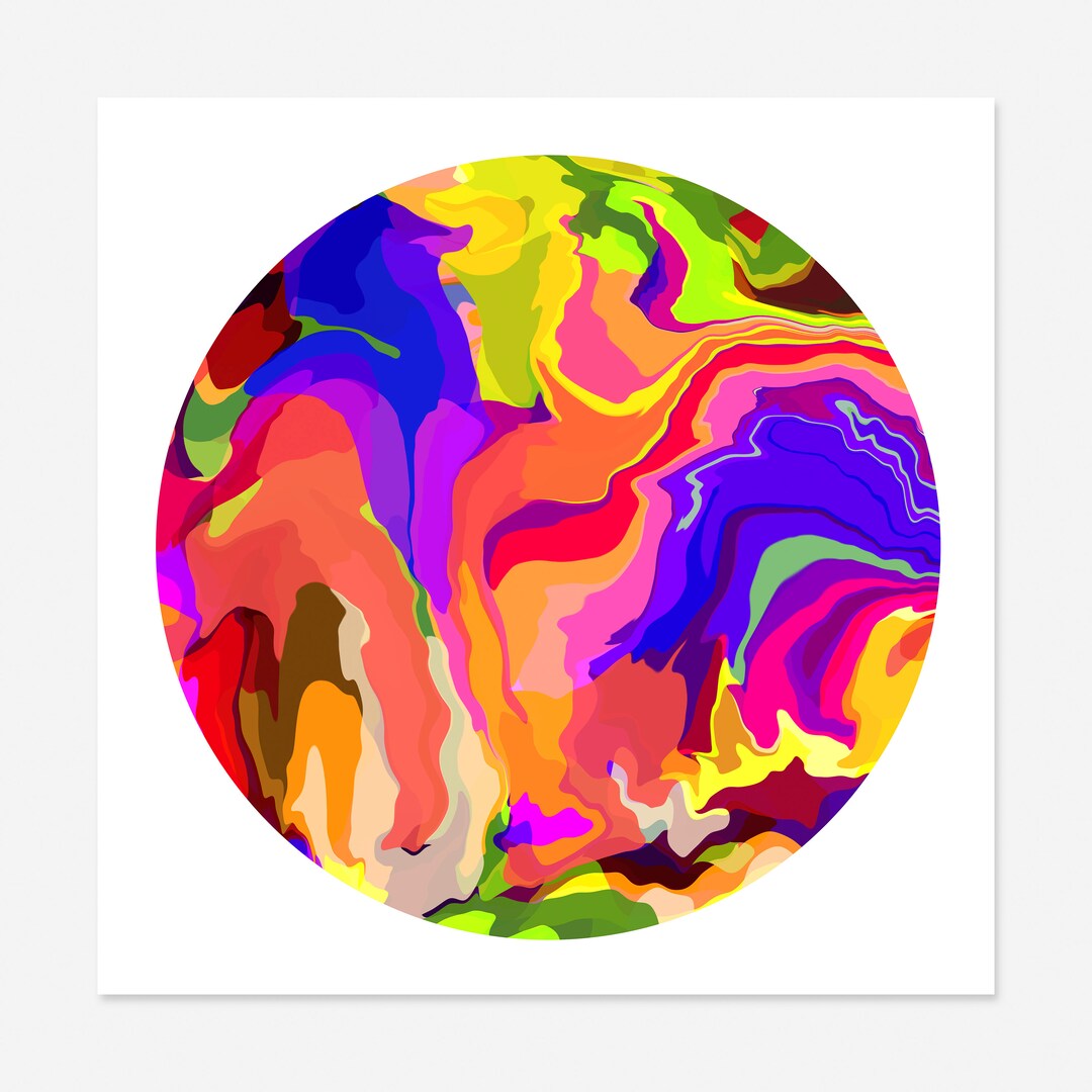 Round Abstract Art Print - Tondo No. 24 - Multi-colored Circle Print - Etsy