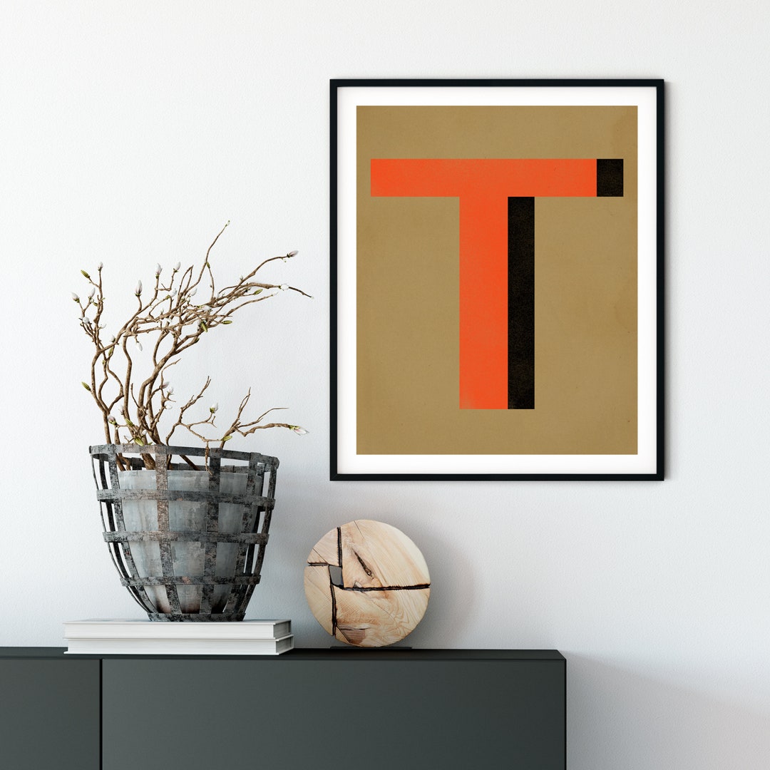 The Letter T - Typography - Vintage - Alphabet - Red Orange Gold Black ...