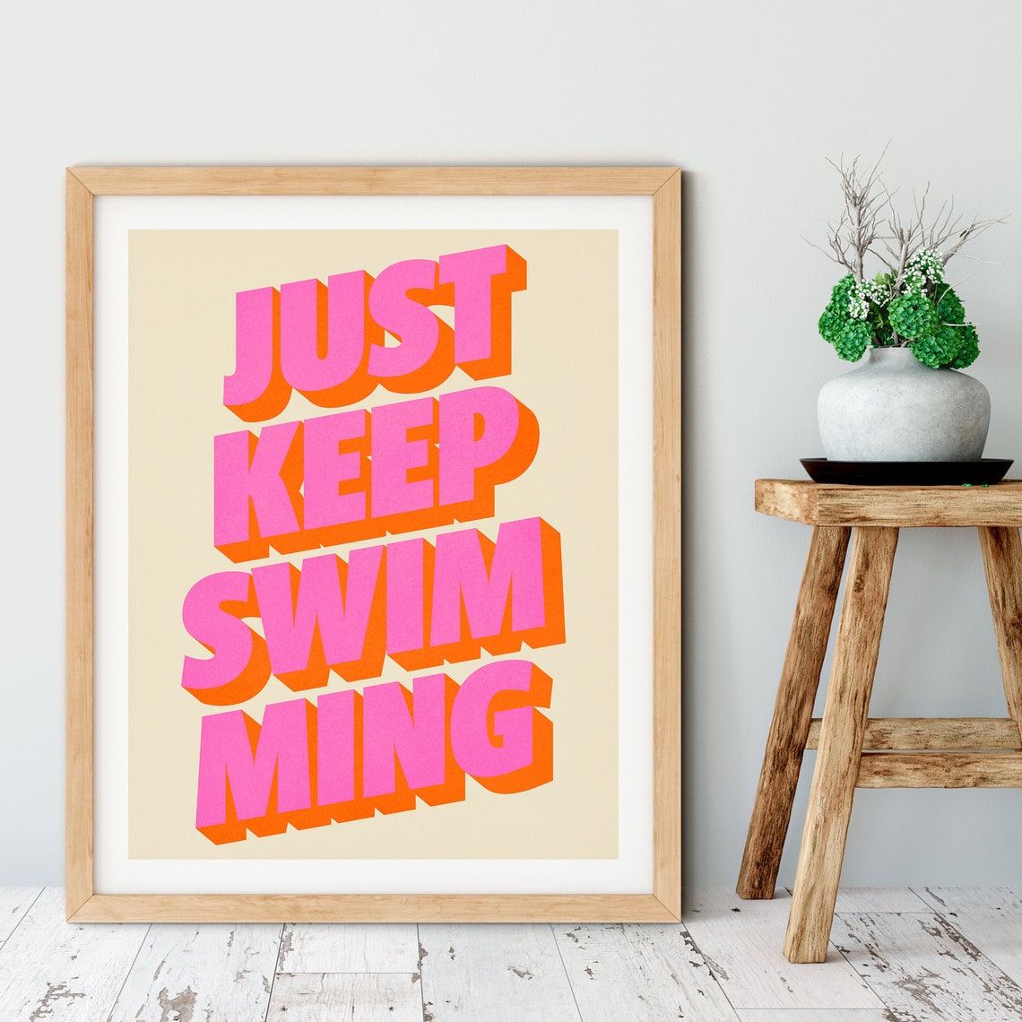 Just Keep Swimming Art Print - Inspirational Poster - Positive Quote ...