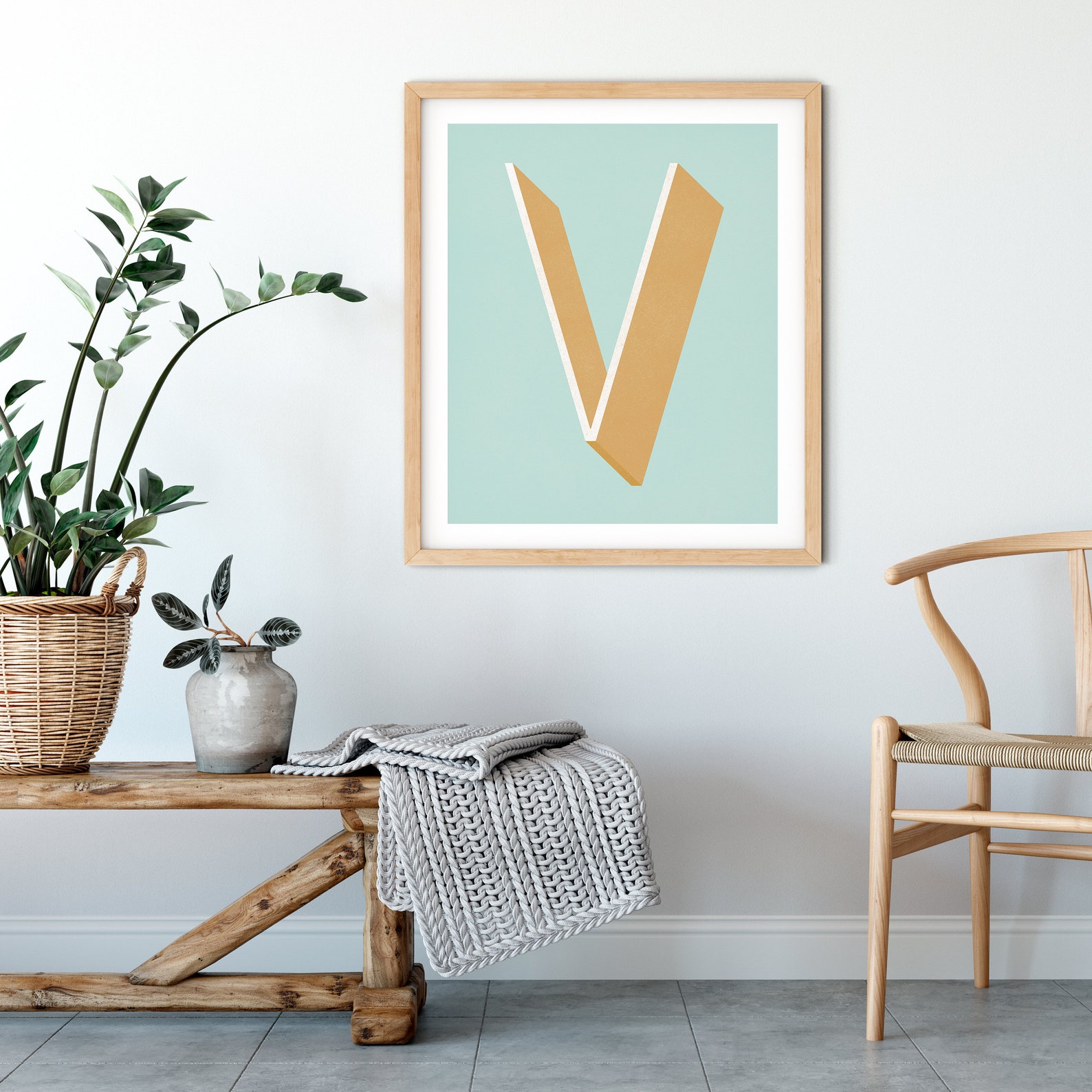 The Letter V, Original Giclee Art Print, Typography, Alphabet, Monogram ...