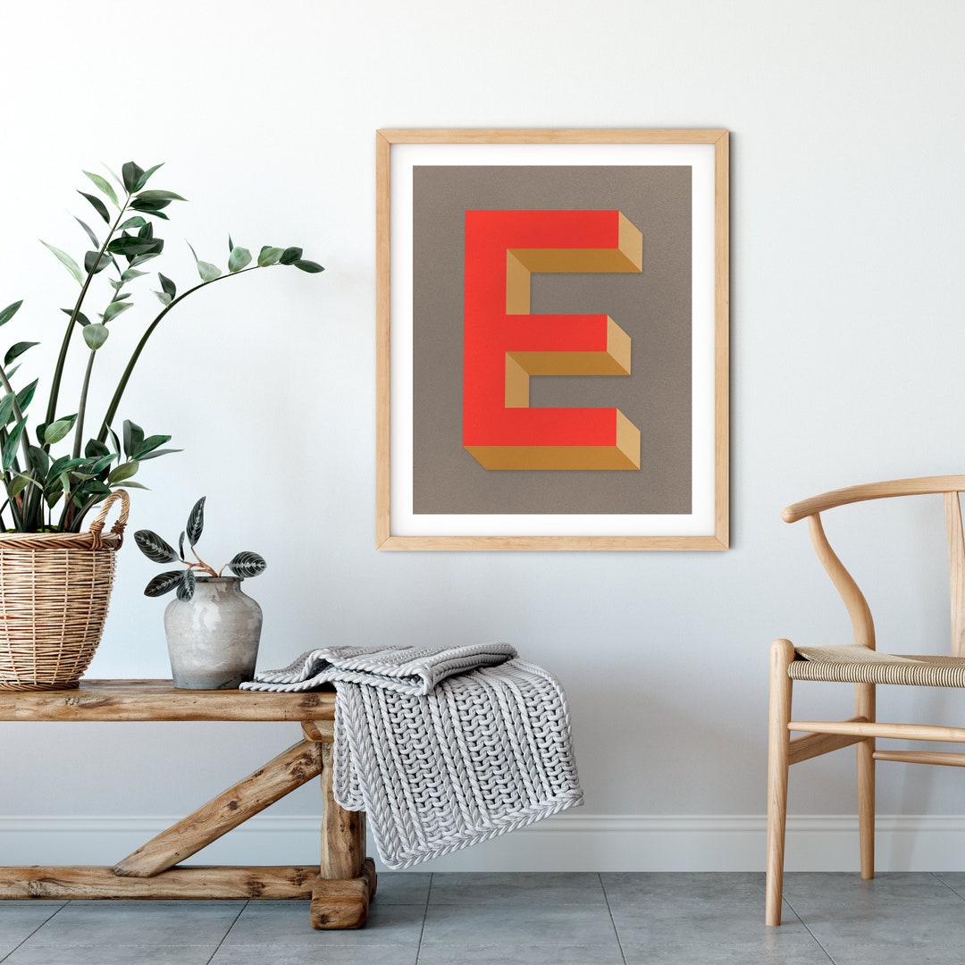 The Letter E Typographic Print - Monogram Print - Alphabet Print - Etsy