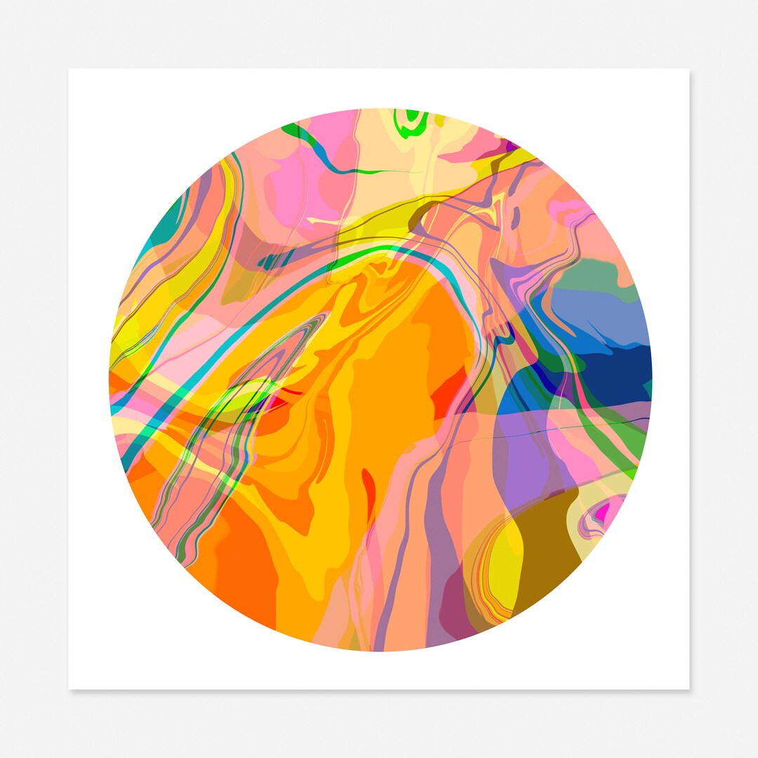 Round Abstract Art Print - Tondo No. 12 - Multi-colored Circle Print - Etsy