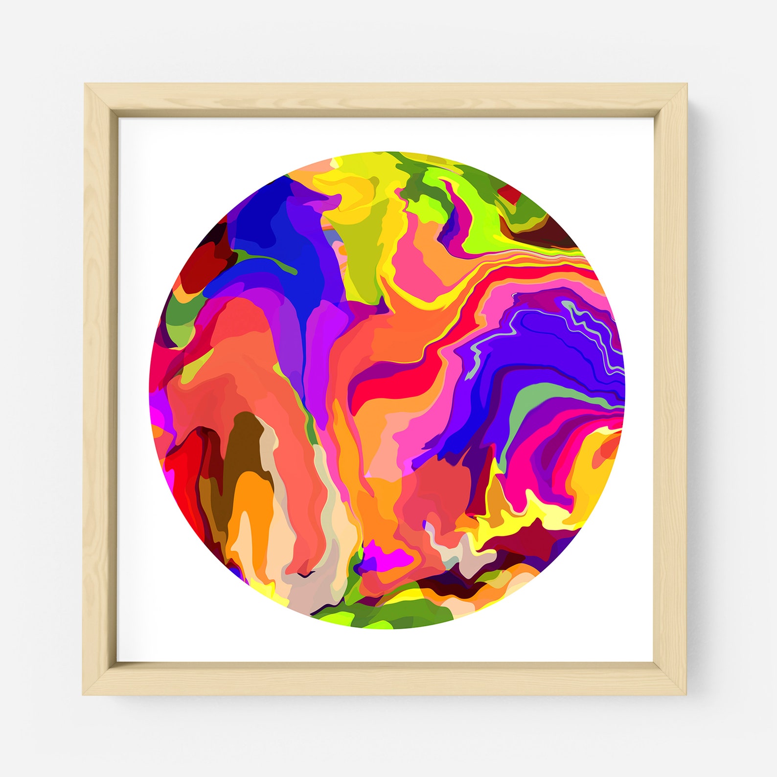 Round Abstract Art Print - Tondo No. 24 - Multi-colored Circle Print - Etsy