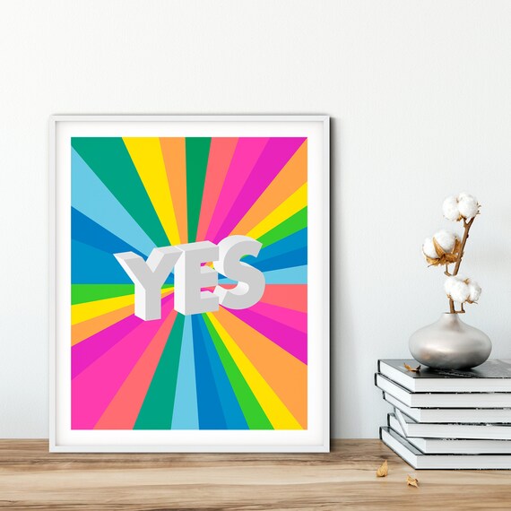 YES Motivational Art Print Inspirational Poster | Etsy