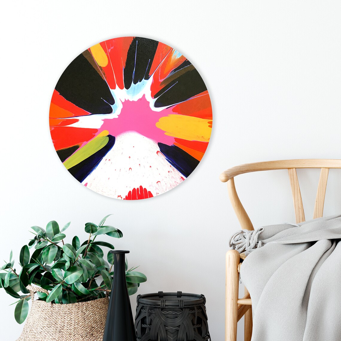 Round Abstract Painting Acrylic Painting on Canvas Circle - Etsy