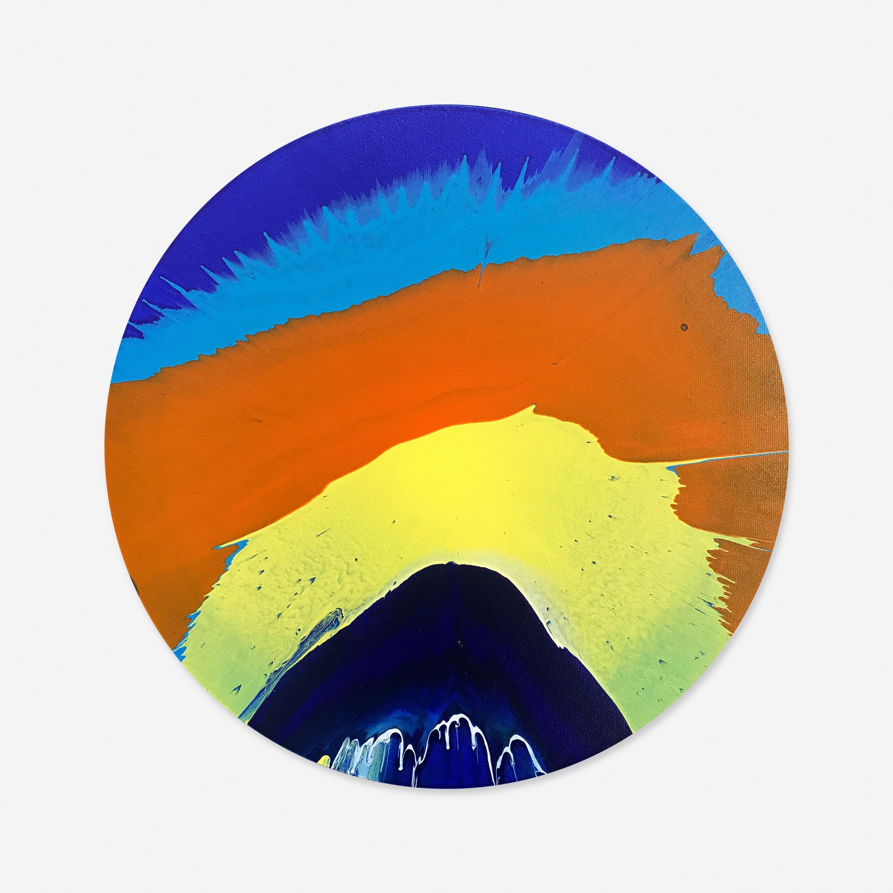 Round Abstract Painting Acrylic Painting on Canvas Circle Art 16 X 16 ...