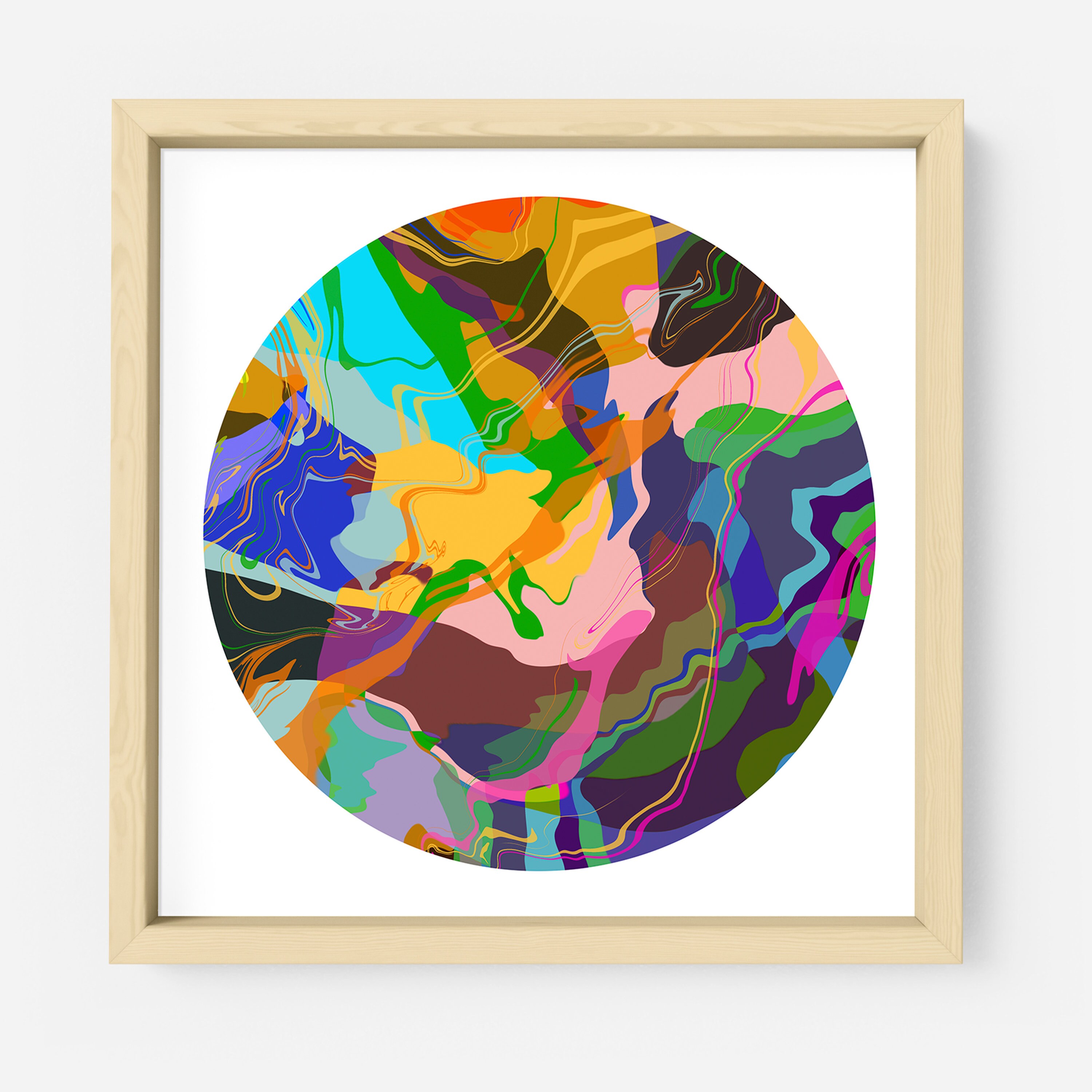 Round Abstract Art Print - Tondo No. 3 - Multi-colored Circle Print - Etsy
