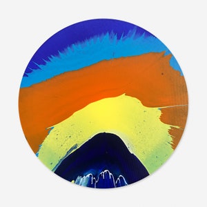 Round Abstract Painting Acrylic Painting on Canvas Circle Art 16 X 16 ...