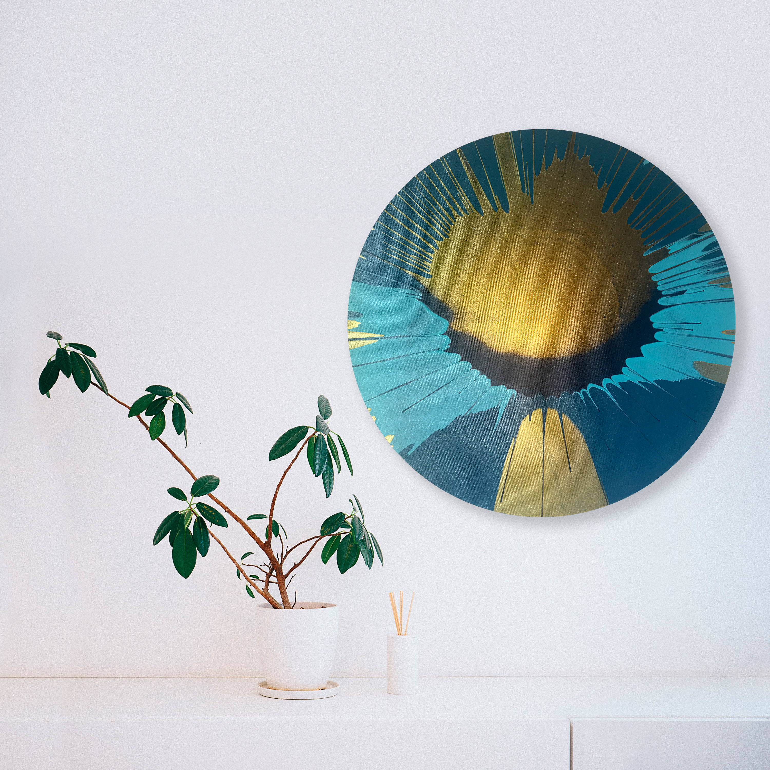 Round Abstract Painting Acrylic Painting on Canvas Circle - Etsy