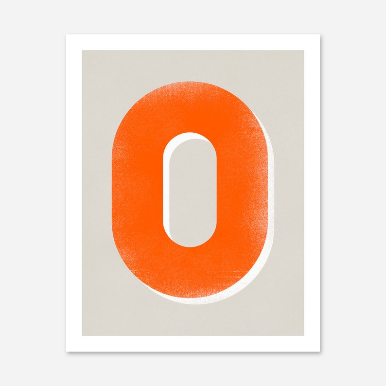 The Letter O, Original Art Print, Typography, Alphabet, Orange and ...