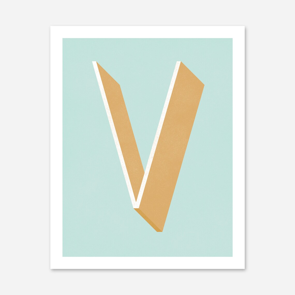 The Letter V, Original Giclee Art Print, Typography, Alphabet, Monogram ...