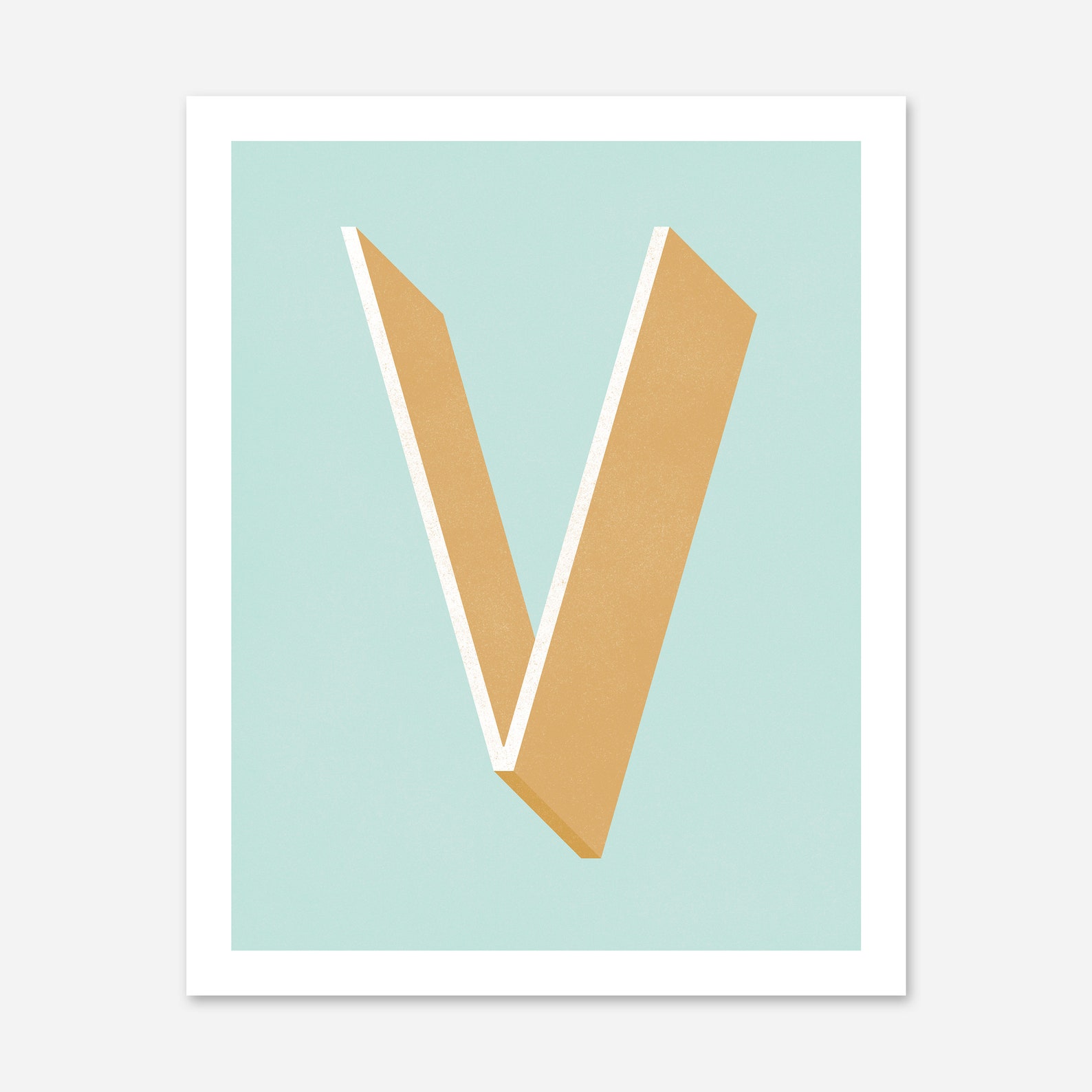 The Letter V, Original Giclee Art Print, Typography, Alphabet, Monogram ...