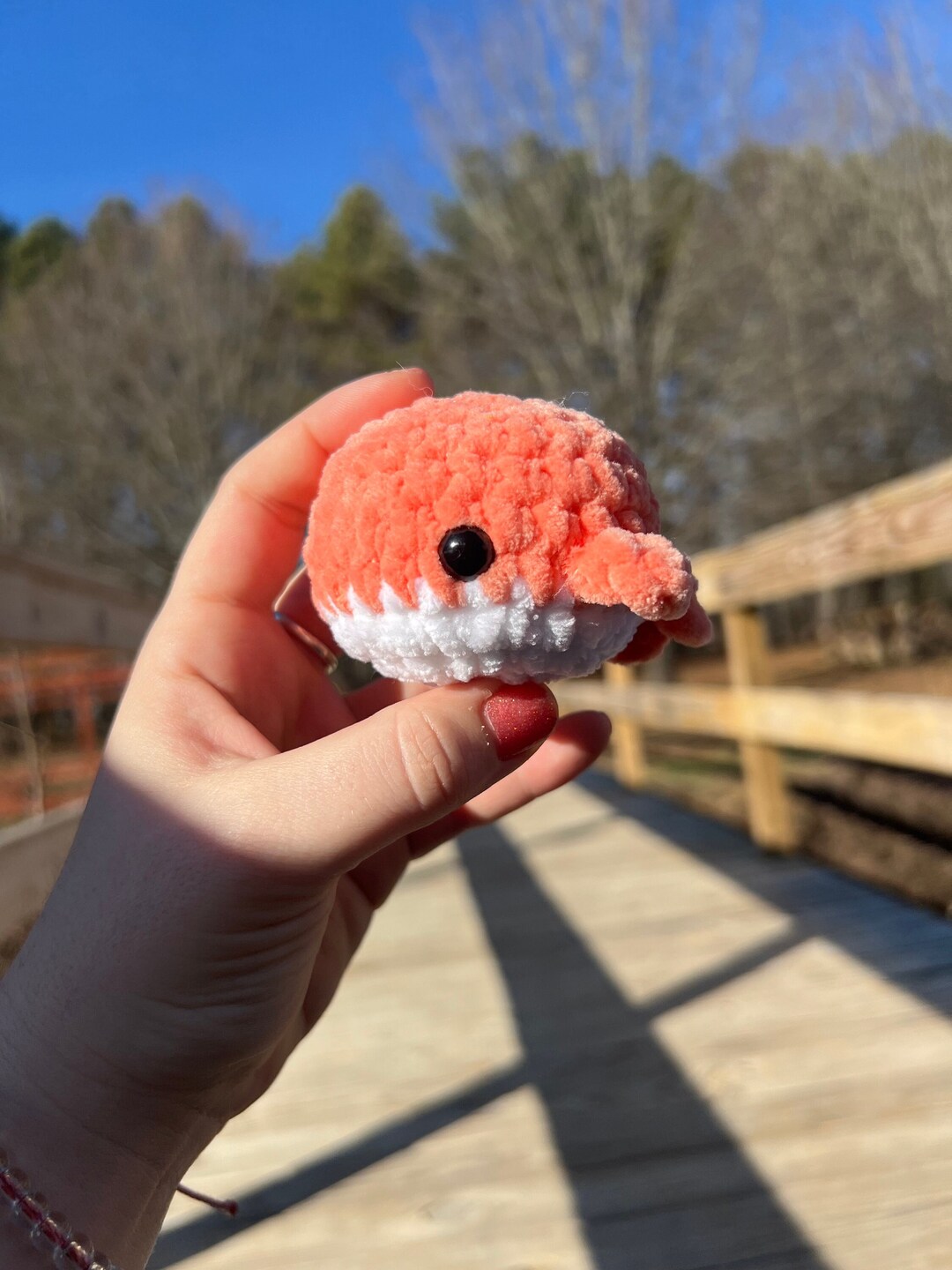 Small Orange Whale, Small Fins, Crocheted Plushie - Etsy