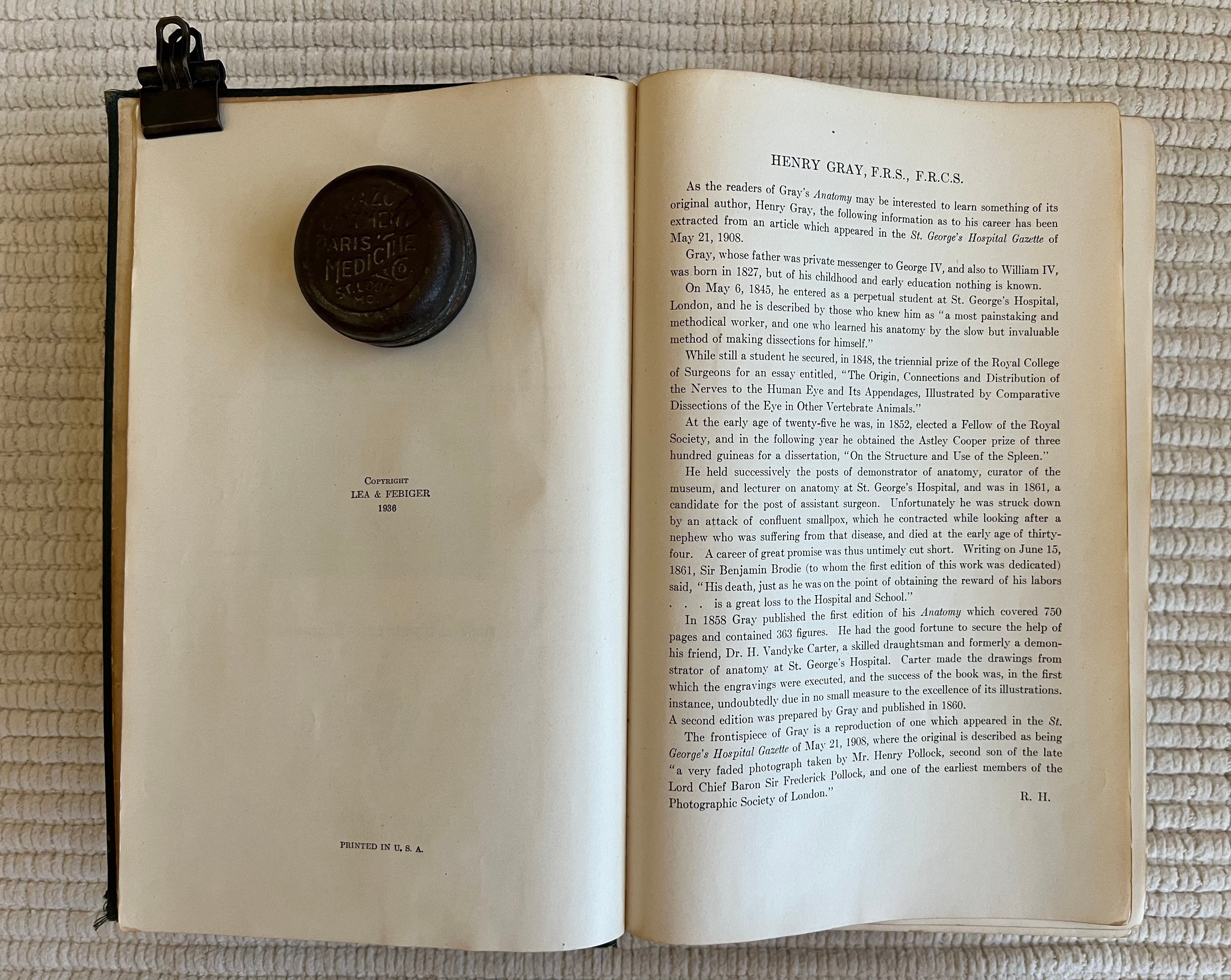 1936- Anatomy of the Human Body “gray’s Anatomy” by Henry Gray- 23rd ...