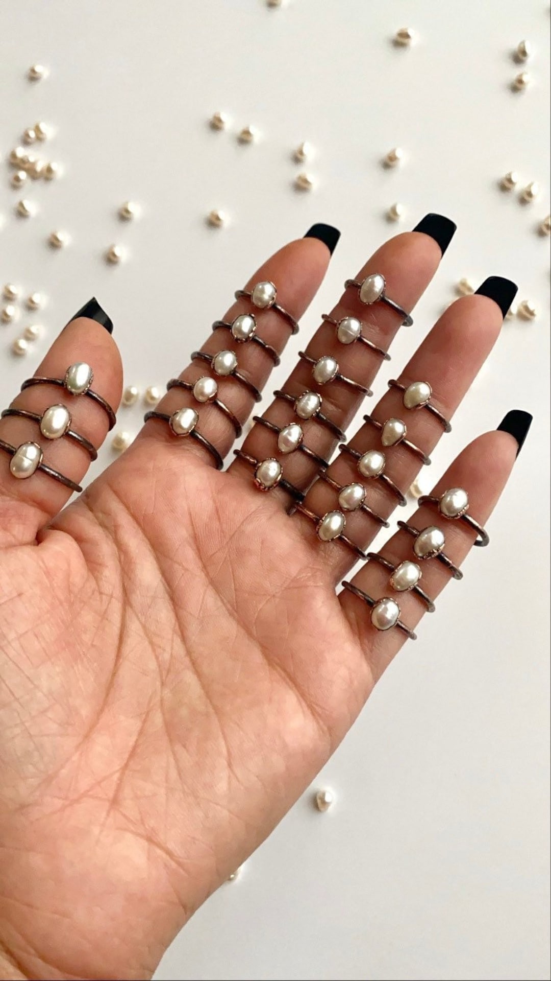 Freshwater Pearl Copper Stacking Ring | Pearl Ring | Pearl ...