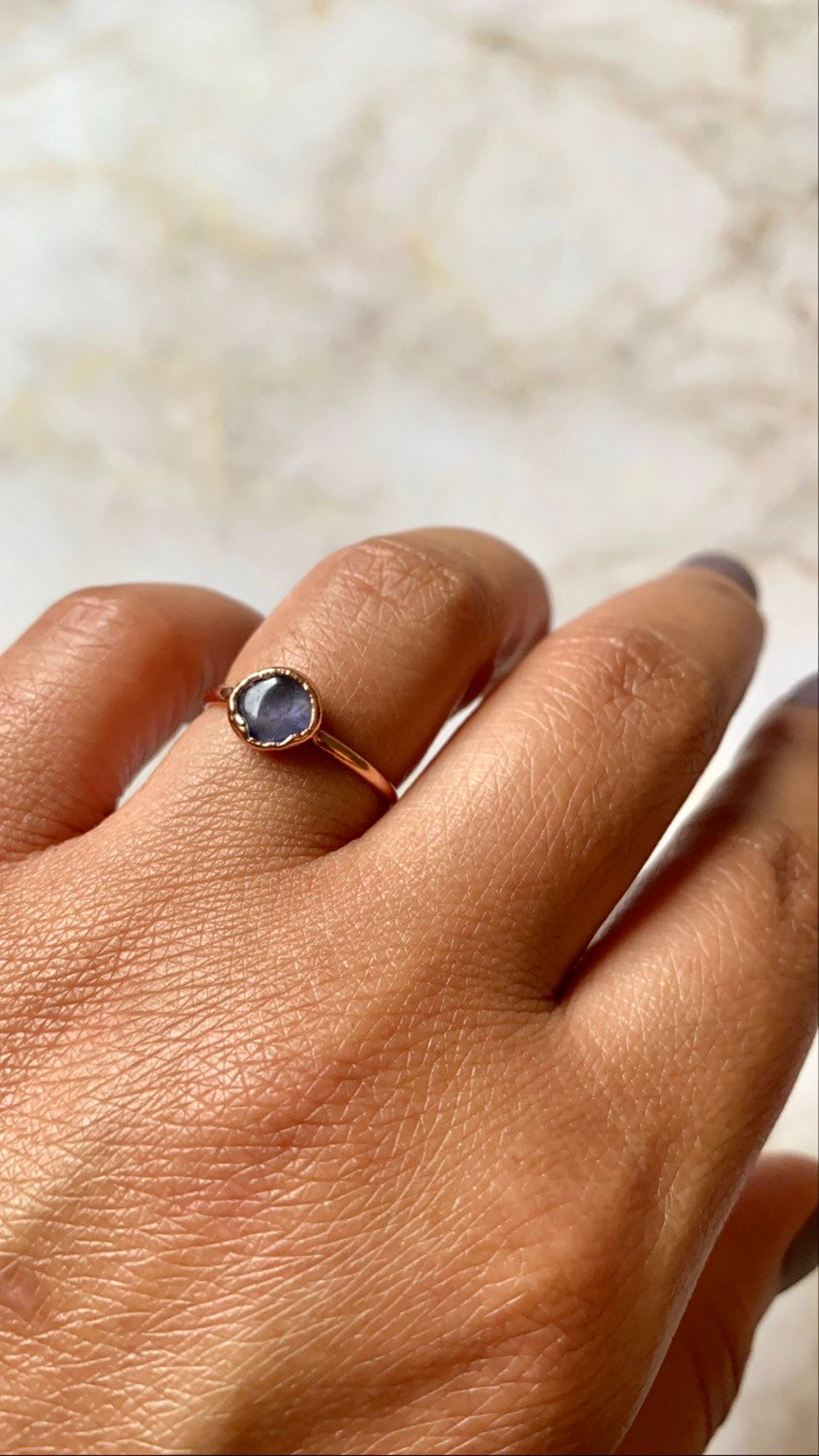 Iolite Copper Ring Iolite Ring Stacking Rings Gemstone | Etsy