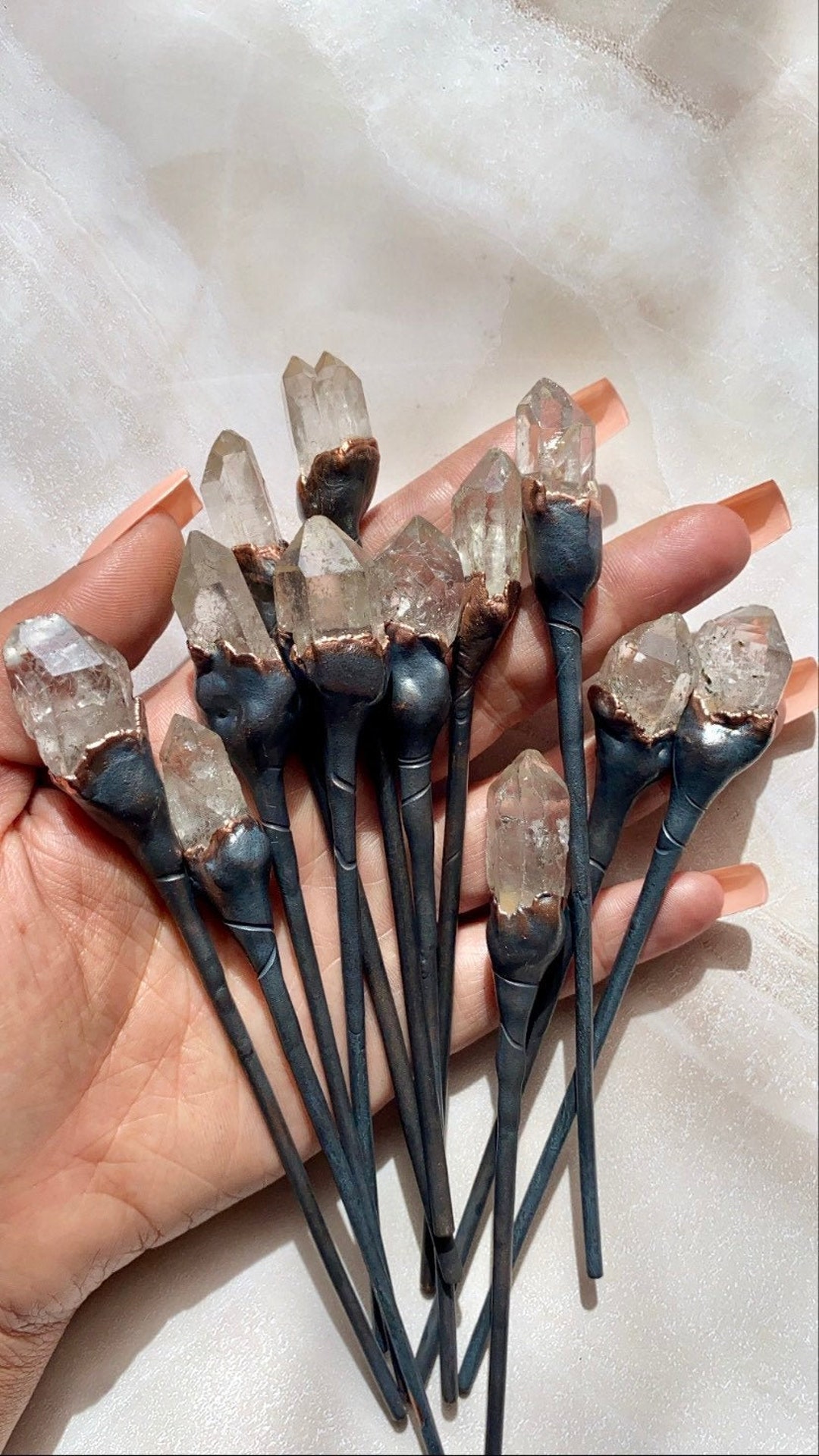 Quartz Hair Stick: Copper Crystal Hair Pin, Boho Bun Holder - Etsy