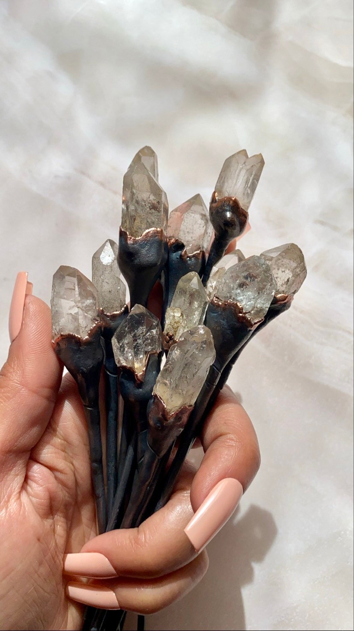 Quartz Hair Stick Crystal Pins Copper Hair Stick Hair | Etsy