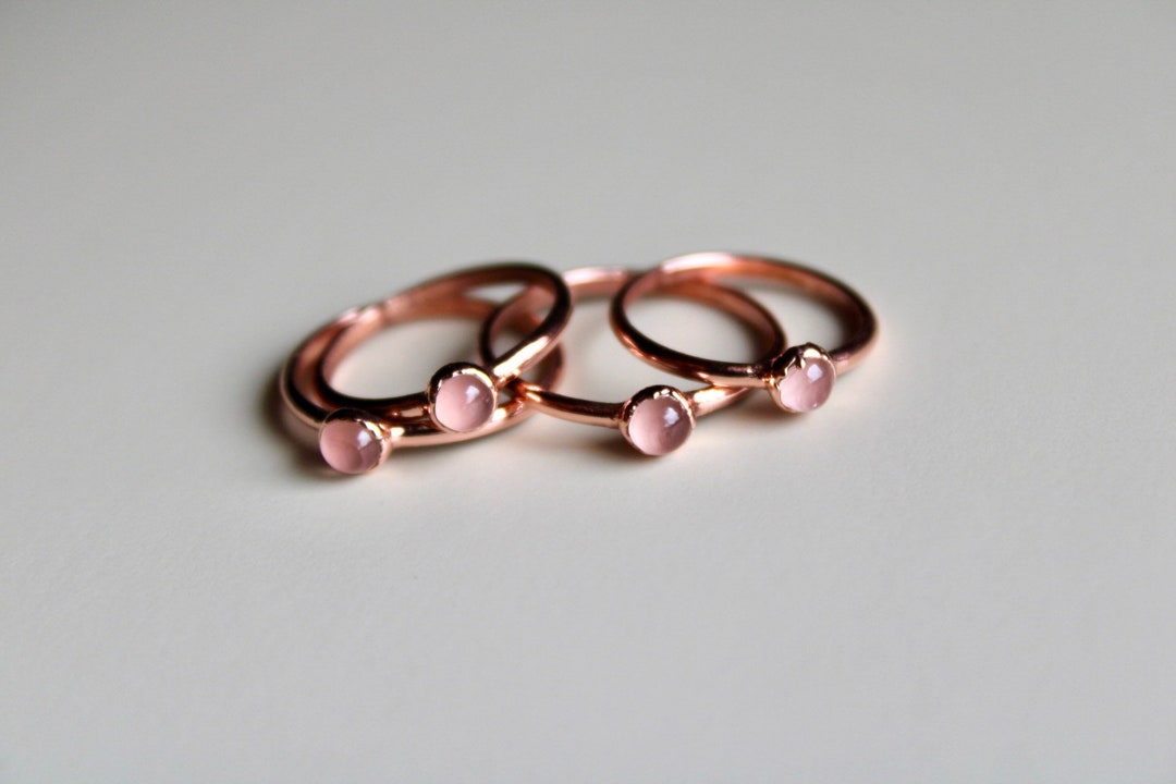Rose Quartz Copper Ring | Raw Rose Quartz | Quartz Ring | Stacking ...