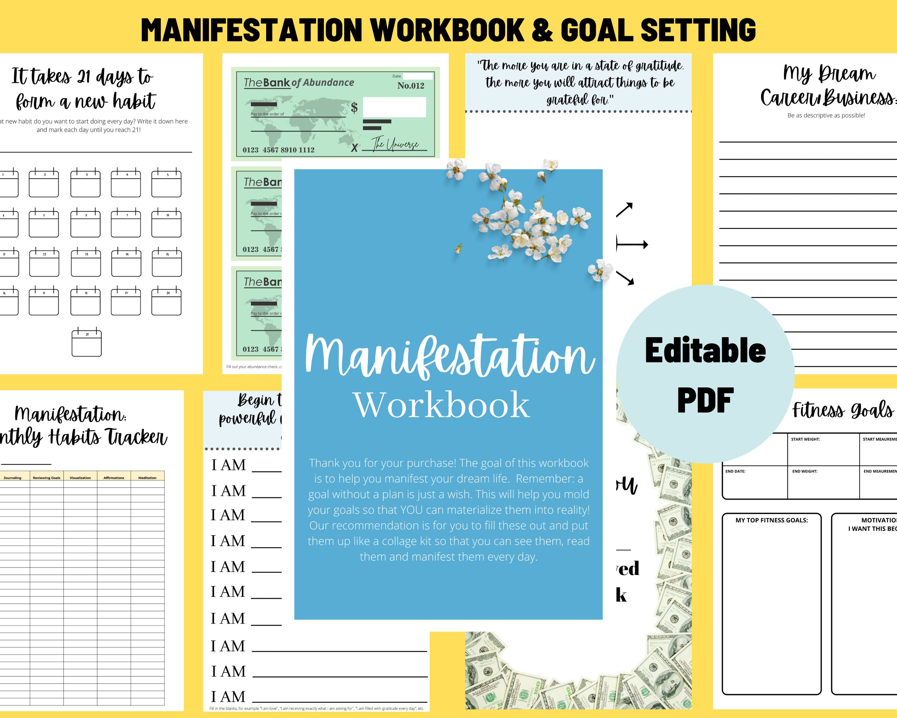 Manifestation Workbook Manifestation Tool Kit Goal Planner | Etsy