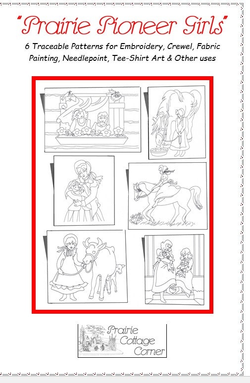 Prairie Pioneer Girls Embroidery Pattern - Etsy