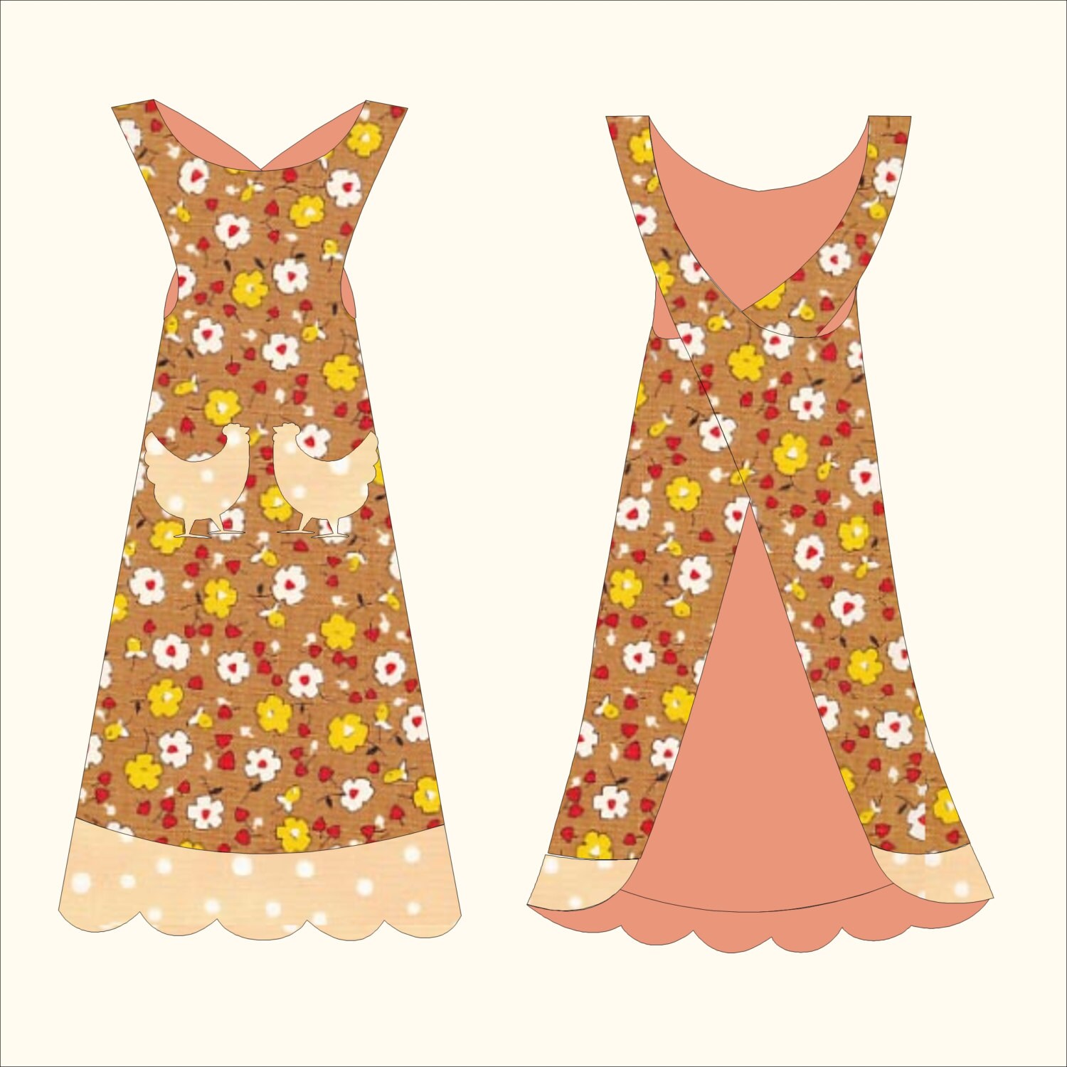 PDF - Hen Pocket, Cross-over Strap, Shift-style Apron Pattern - Etsy