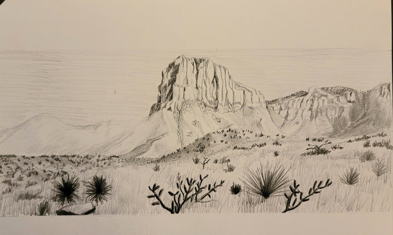 Guadalupe Mountains TX, Original Graphite - Etsy