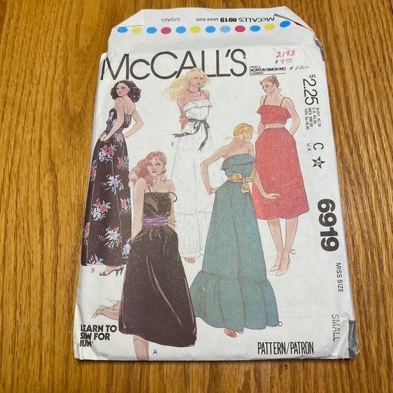 Vintage Mccall's 1979 Dress Pattern 6919 Size Small | Etsy