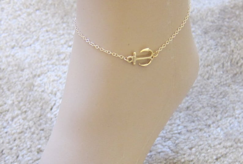 Sideways Anchor Gold Filled Chain Anklet Anchor Ankle - Etsy