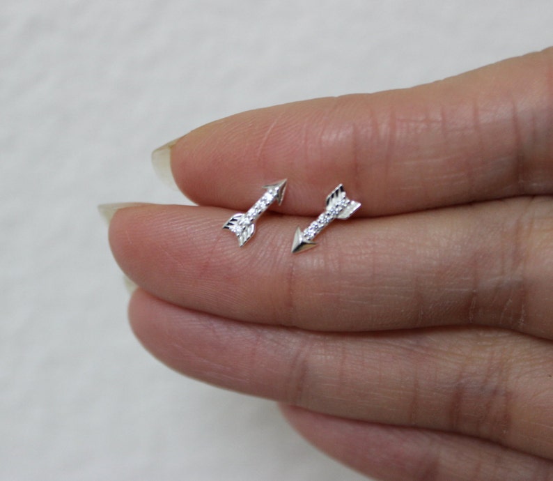 Sterling Silver Arrow Stud Earrings, Tiny Stud Earrings, Arrow Earrings ...