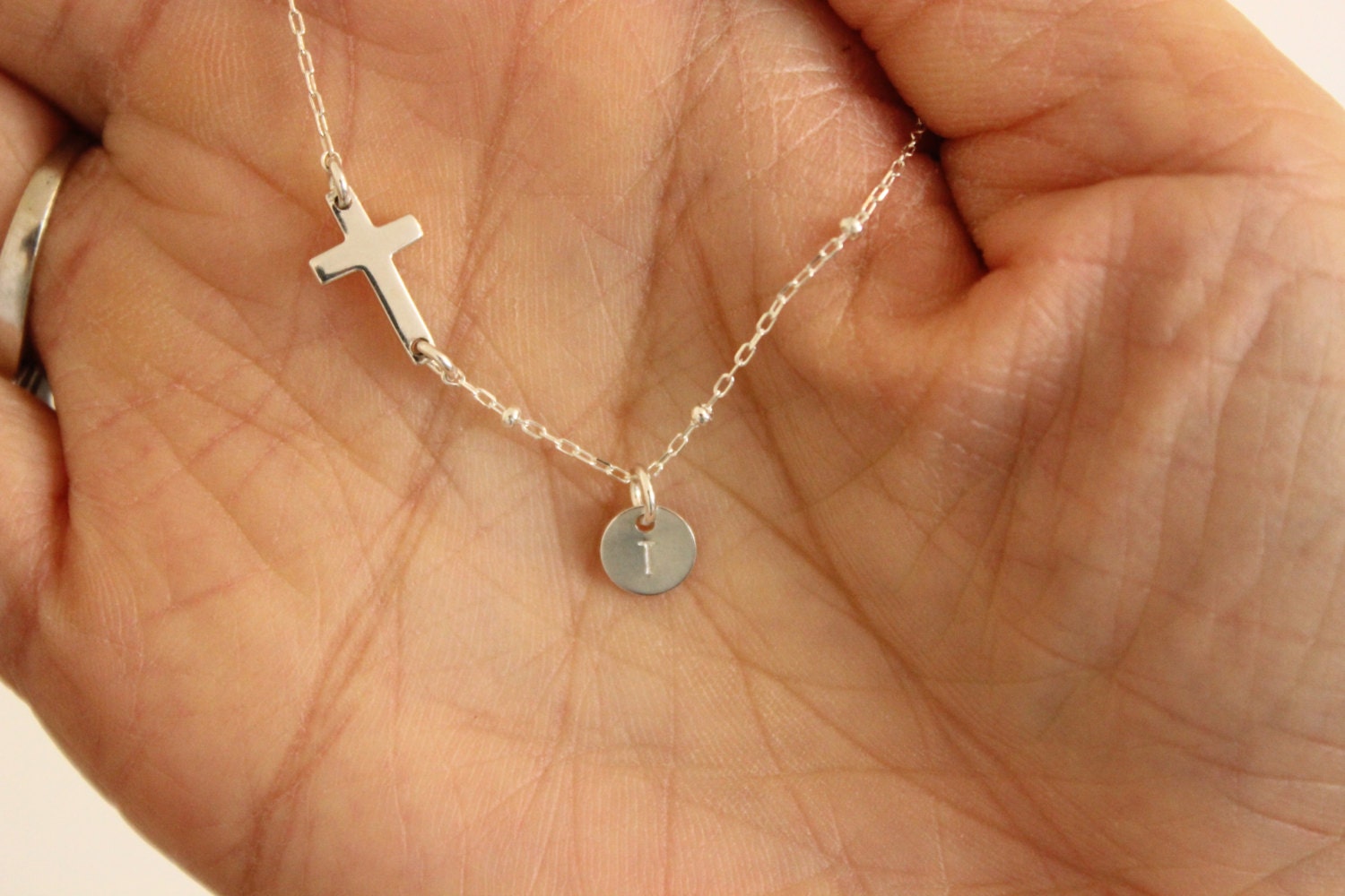 Sideways Cross Initial Necklace Tiny Initial Personalize | Etsy