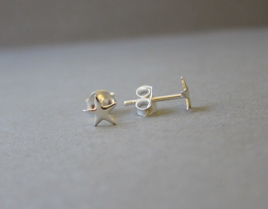 Tiny Sterling Silver Star Stud Earrings Star Earrings. - Etsy