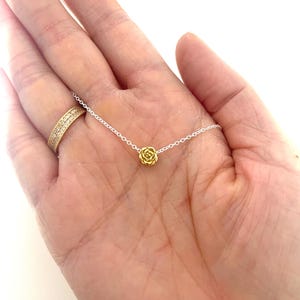 Tiny Rose Necklace, Flower Necklace, Dainty Delicate Silver Necklace ...