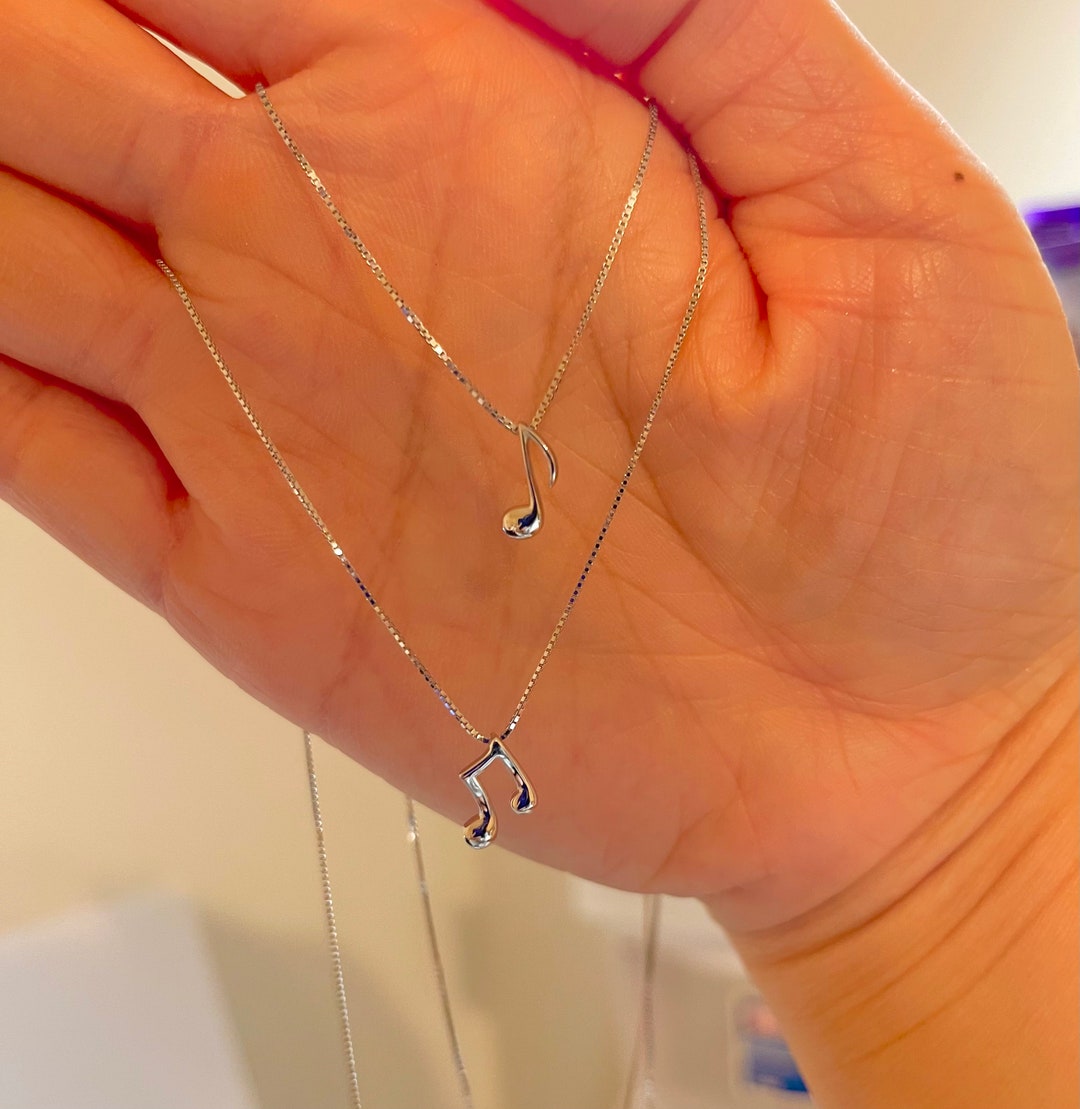 Sterling Silver Music Note Necklace, Dainty Necklace, Delicate Necklace ...