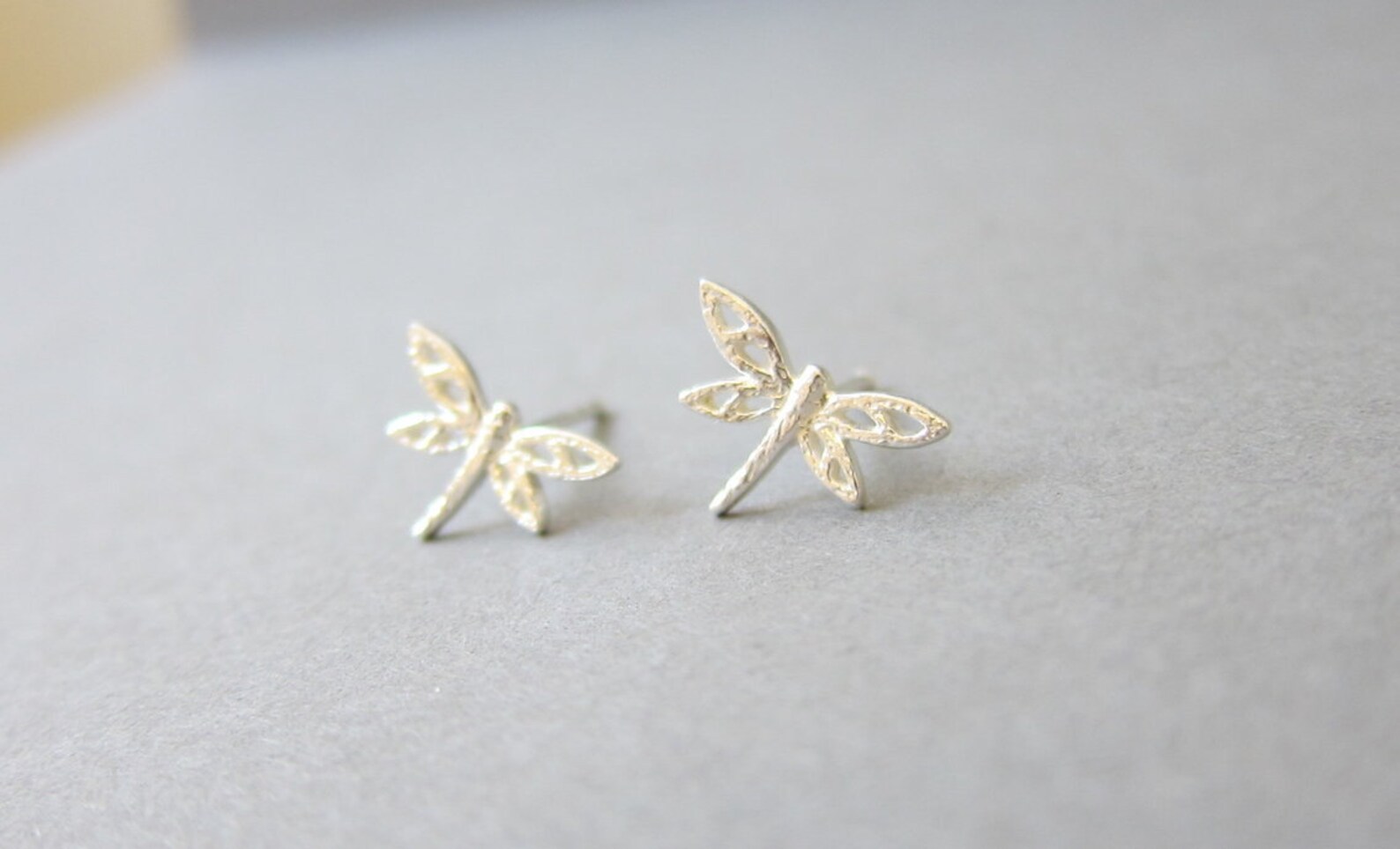 Sterling Silver Dragonfly Stud Earrings Dainty Earrings - Etsy