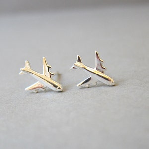 Tiny Sterling Silver Airplane Stud Earrings, Cute Earrings. - Etsy