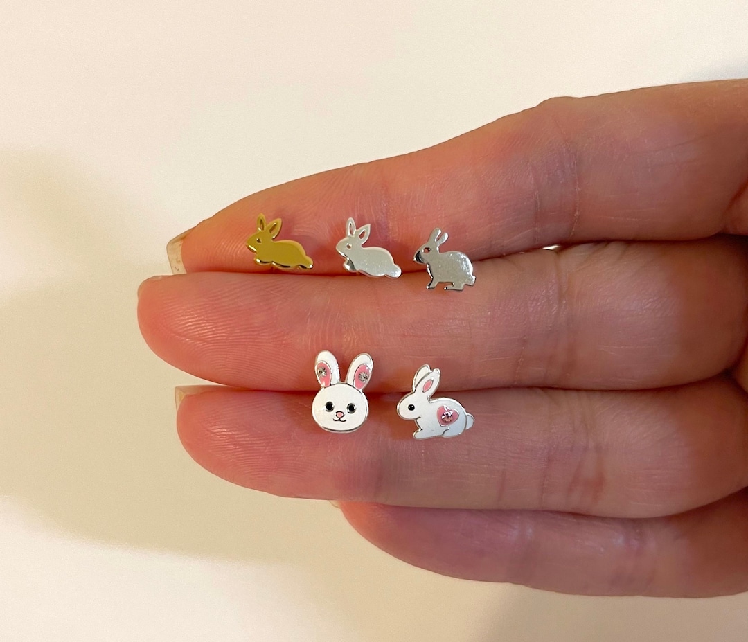 Bunny Cartilage Stud Earring, Tiny Cartilage Earring, Tragus, Nose Stud ...
