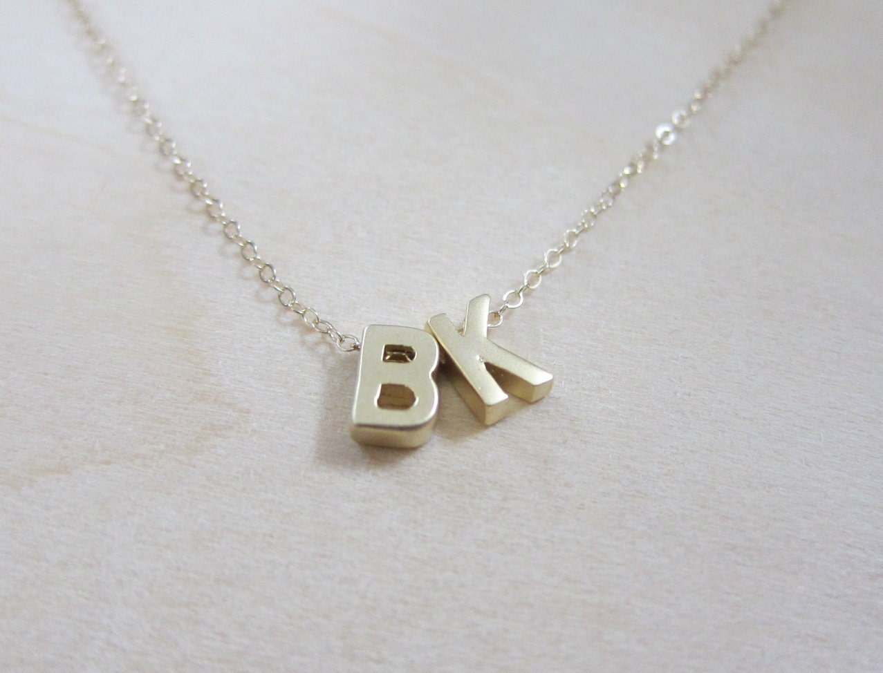 Two Initial Necklace Gold Initial Necklaceletter Necklace | Etsy