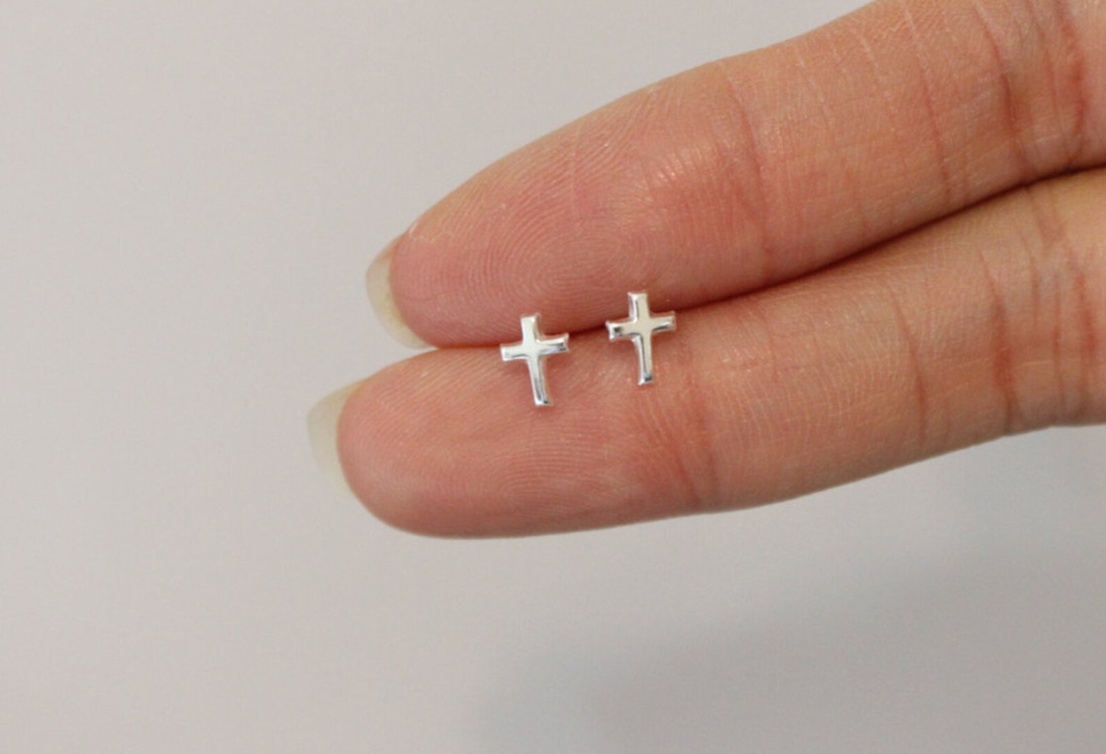 Tiny Cross Stud Earrings Sterling Silver Cross Earrings - Etsy