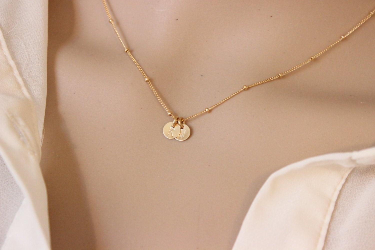Delicate Gold Necklace Two Initial Necklace Two Monogram - Etsy