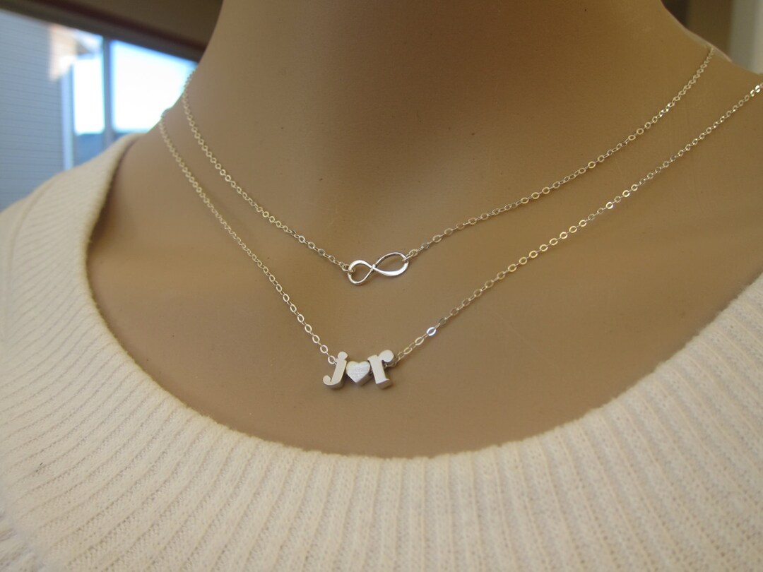 Infinity Initial Necklace, Infinity Necklace, Two Initial Necklace ...
