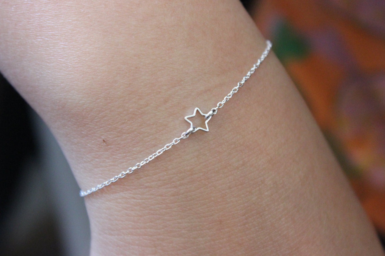 Silver Star Anklet, Gold Version Available, Delicate Anklet, Thin ...