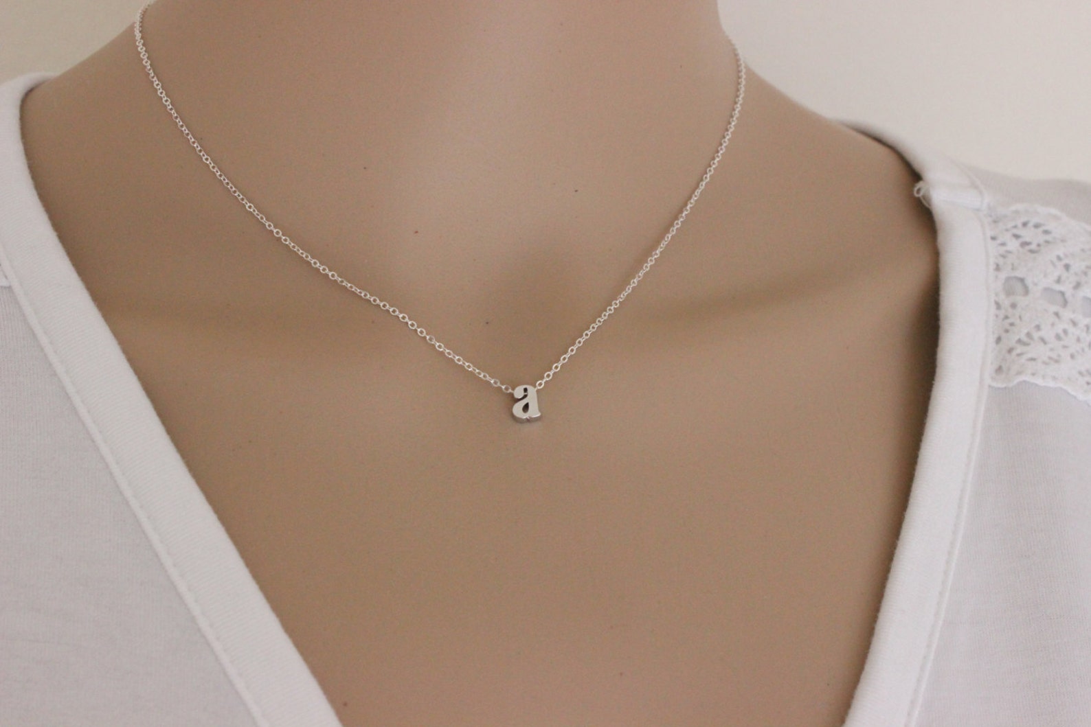 Tiny Lowercase Initial Necklace Gift for Mom Child Necklace - Etsy