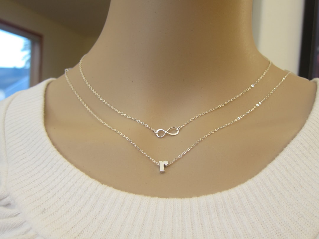 Double Strand Infinity Initial Necklace, Infinity Necklace, Initial ...