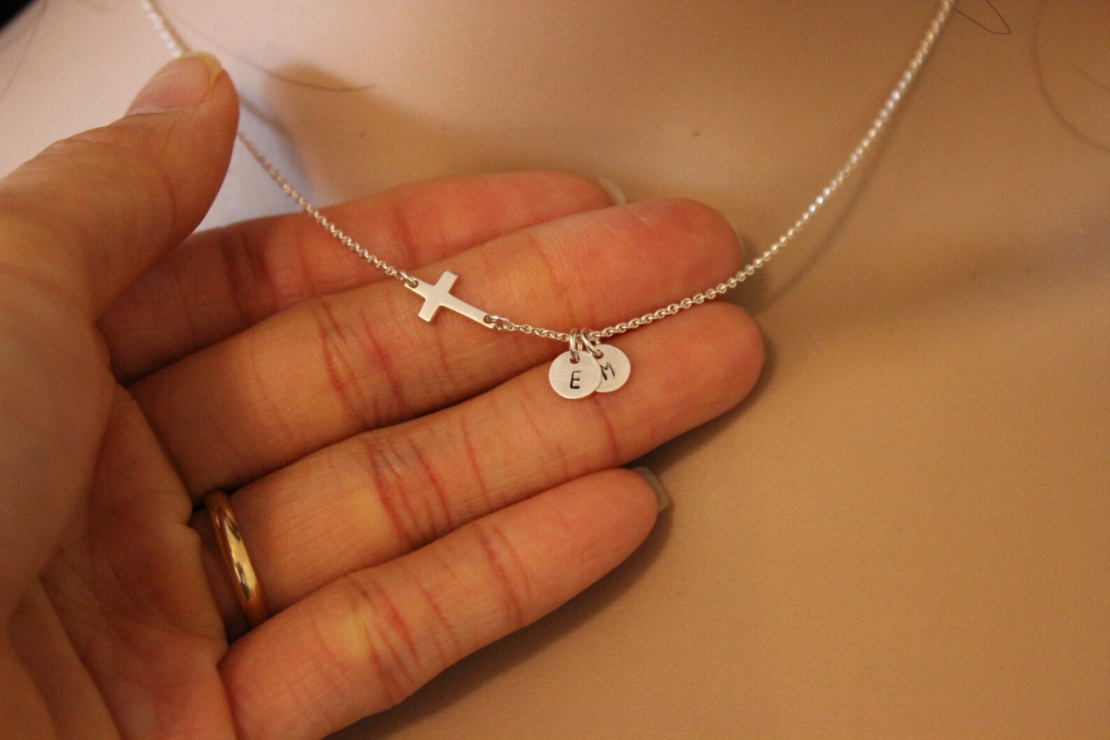 Sideways Cross Necklace Initial Necklace Personalize | Etsy